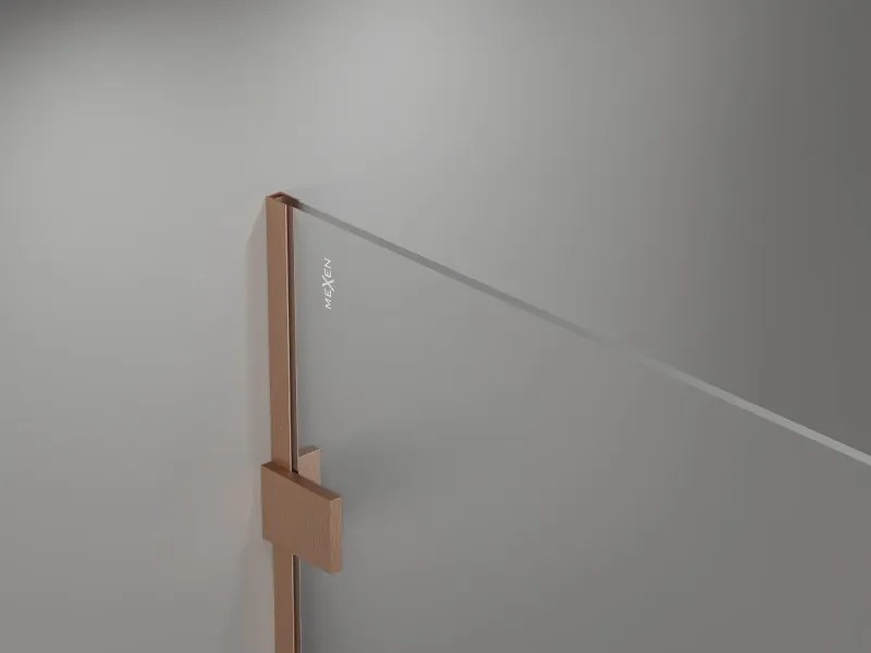 Mexen Lunar sprchová stěna Walk-in pravá 80 x 200 cm, transparentní 8 mm, kartáčovaná měď - 830-080-000-65-00-P