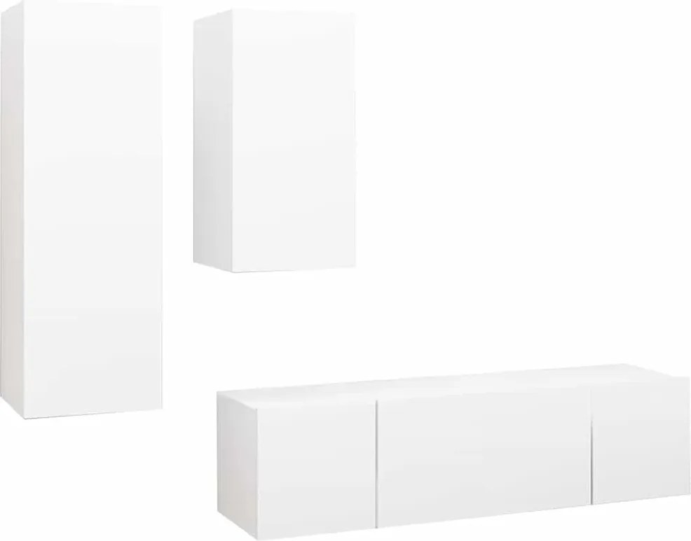 4dílný set TV skříněk bílý kompozitní dřevo 3078731
