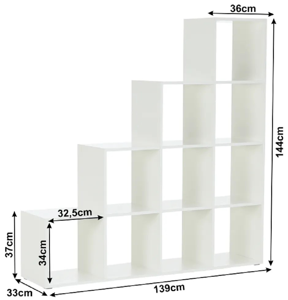 Kondela Regál pyramida, bílý, DTD laminovaná, NORAH