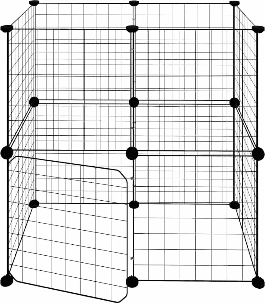 12panelová ohrádka pro zvířata s dvířky černá 70 x 35 x 70 cm ocel 3114033