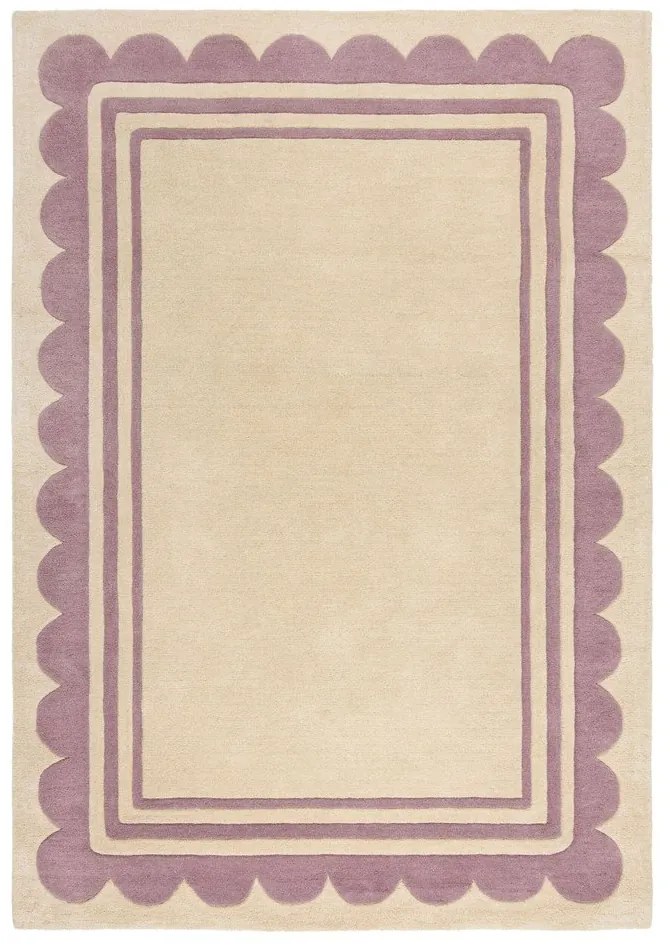 Ručně tkaný vlněný koberec ve fialovo-přírodní barvě 160x230 cm Lois Scallop – Flair Rugs