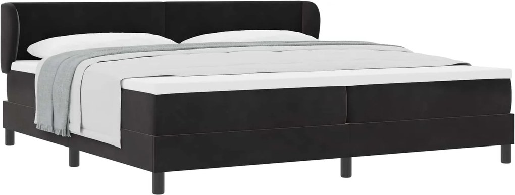 Postel s boxspringem s čelo Černá 200 x 200 cm samet 3340408