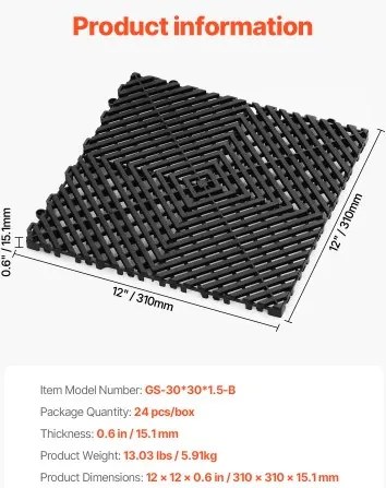 Drenážní rohož Modulární zámková rohož 30,5 × 30,5 cm Drenážní podlahová dlažba