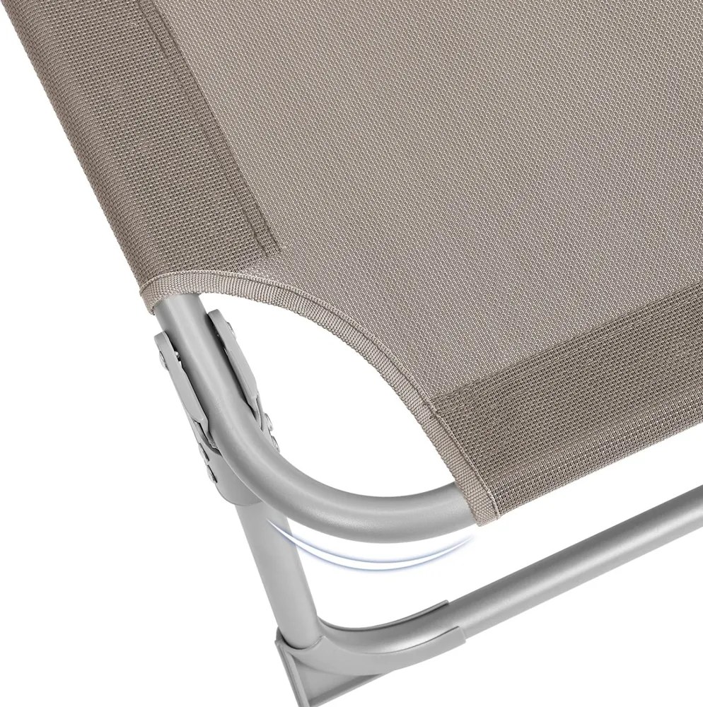 Zahradní lehátko LAGUNA s nastavitelnou clonou, 193x59x30cm, hnědošedá (taupe) SongmicsHome