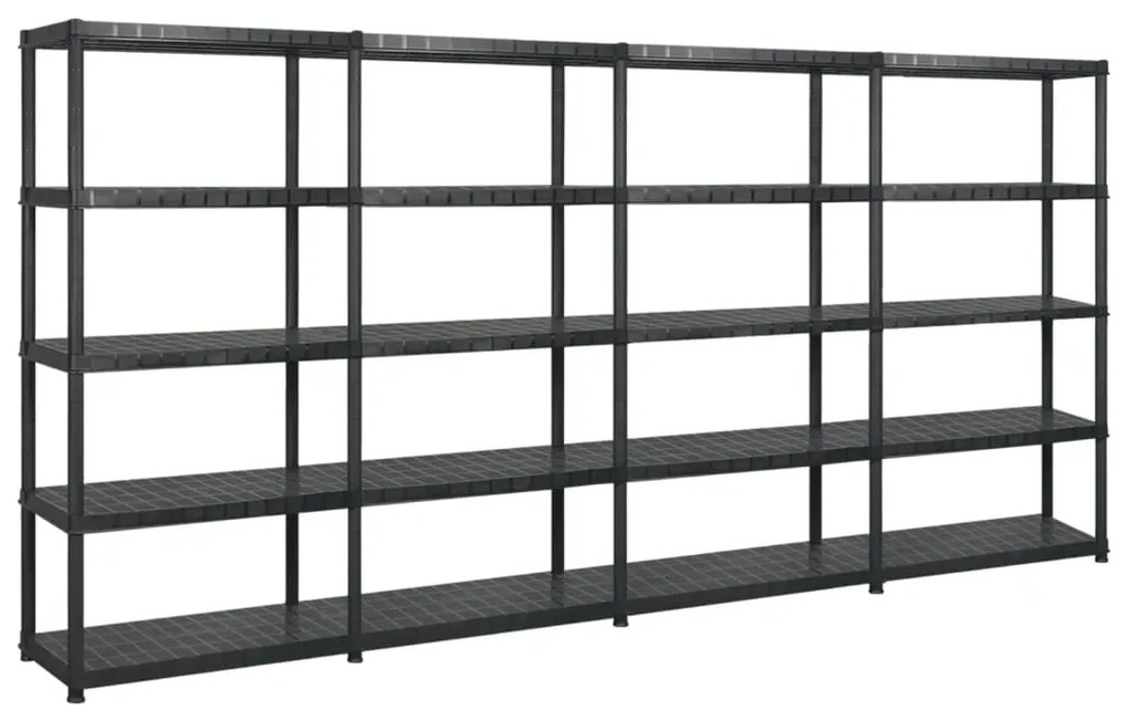 Úložný regál 5patrový černý 340 x 40 x 185 cm plast 3059861