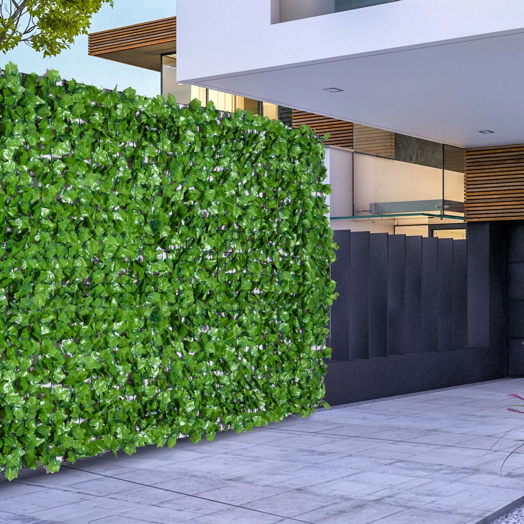 Outsunny živý plot Umělý živý plot 300x100 cm, světle zelený, ideální pro výzdobu balkonů a stěn, odolný proti UV záření a snadná údržba