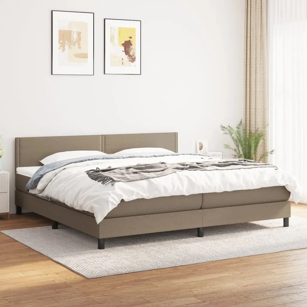 Box spring postel s matrací taupe 200x200 cm textil