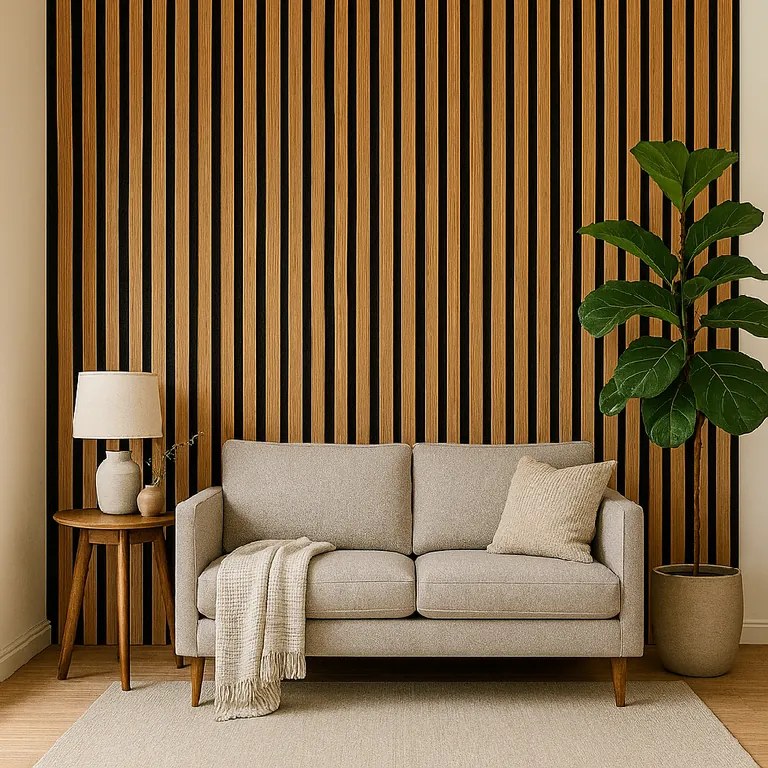 3D Dřevěné lamely na zeď na filci 275x46cm - Dub SLUNEČNÍ