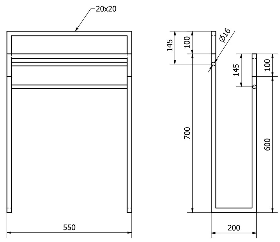 Sapho SKA stojan na ručníky 550x800x200mm, černá mat/dub SKA308