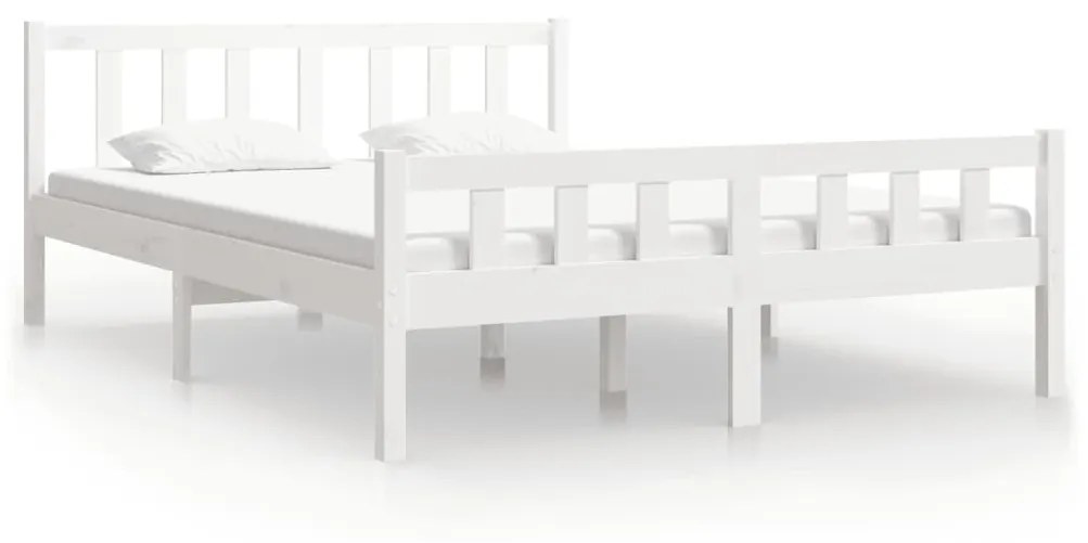 810655 vidaXL Rám postele bílý masivní dřevo 135 x 190 cm dvojlůžko