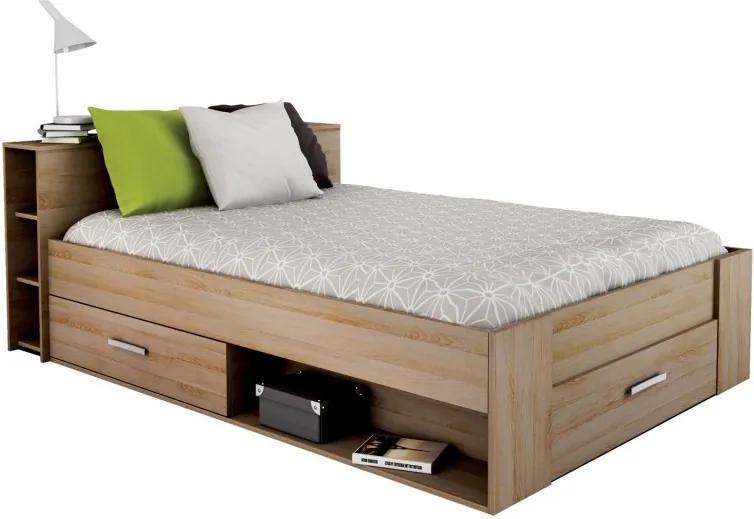 Multifunkční postel s úložným prostorem Pocket, 140x200, lamino, dub sonoma IA-EXPORT