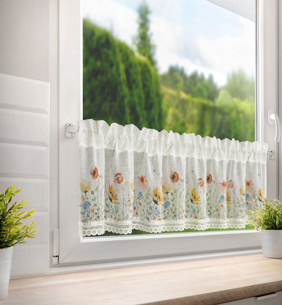 KRÁTKÁ ZÁCLONA NA PÁSCE NATI 150X30 CM KVĚTY