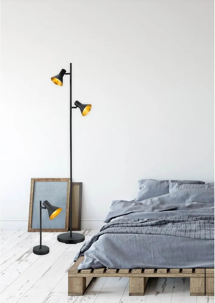 Černá stojací lampa s kovovým stínidlem (výška 144 cm) Nina – Reality