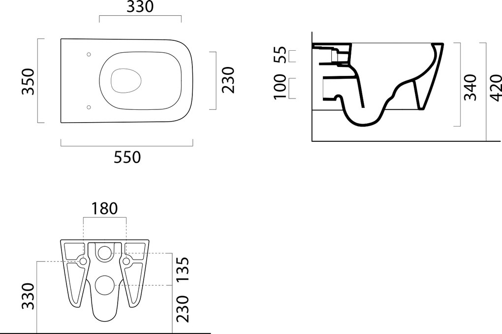 Sapho, NUBES závěsná WC mísa, Swirlflush, 55x36 cm, bílá ExtraGlaze