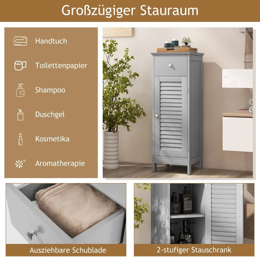 Costway Koupelnová skříňka Volně stojící se zásuvkou – 32 × 30 × 88 cm