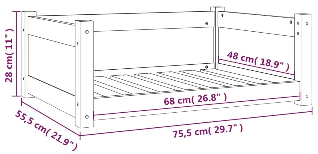 Pelíšek pro psy medově hnědý 75,5x55,5x28 cm masivní borovice