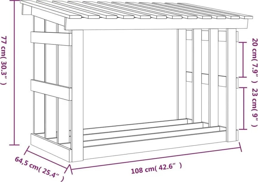 vidaXL Stojan na dřevo 108 x 64,5 x 77 cm masivní borovice [822432] Barva: Bílá