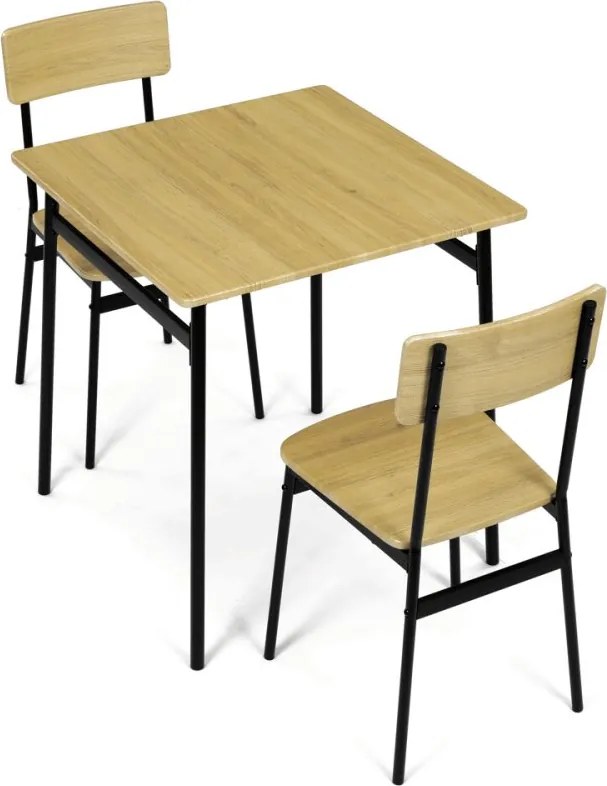 Set jídelní (1+2), MDF, dekor divoký dub, černý kov hnědá