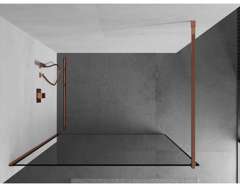 Mexen Kioto sprchová zástěna 50x200 cm 8 mm, profil růžové zlato, sklo černý rám, 800-050-101-60-70