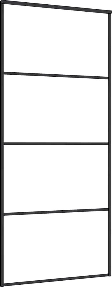 Posuvné dveře mléčné ESG sklo a hliník 90 x 205 cm černé 151659
