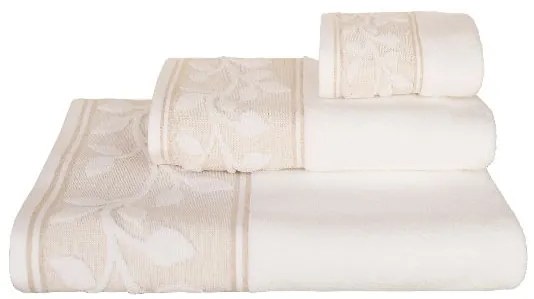 SCANquilt ručník PURA lístečky bílá 30 x 50 cm