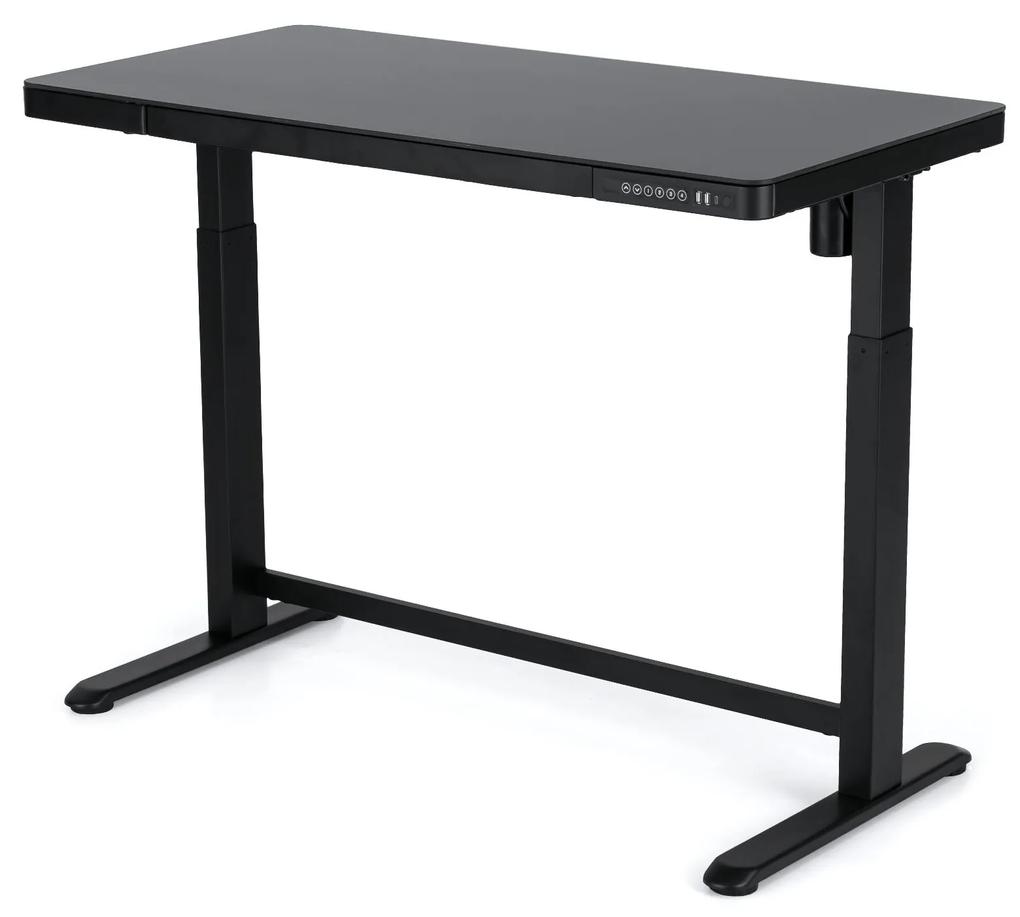 Výškově nastavitelný stůl Liftor černý &ndash; kompletní setup, Deska z tvrzeného skla 1200 &times; 600 mm