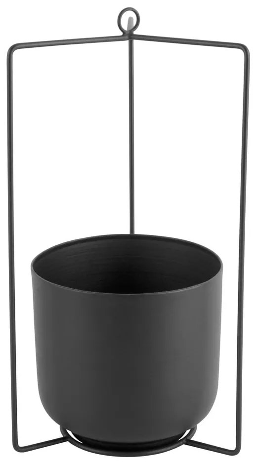 Černý kovový závěsný květináč PT LIVING Spatial, výška 36 cm