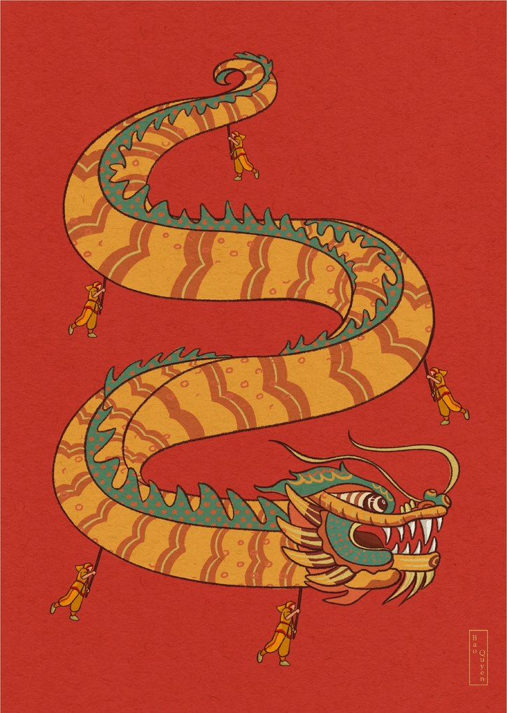 Bao Quyen | Dragon Dance Rám: Černý, Velikost: 60 x 40 cm