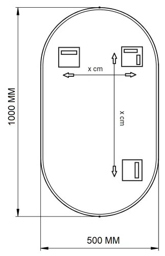 In-Design Zrcadlo OvalLine - černý matný rám, 1000x500 mm