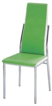 Jídelní židle, chrom/ekokůže zelená/bílá, ZORA