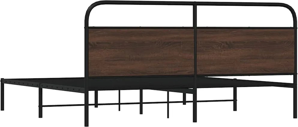 Kovový rám postele bez matrace hnědý dub 183 x 213 cm 3318657