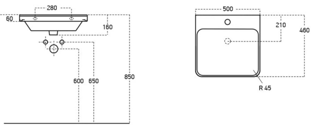 SAPHO THALIE 50 keramické umyvadlo nábytkové 50x46cm, bílá, TH11050