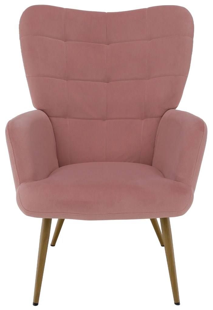 Relaxační křeslo ušák s podnožkou LUMEN - růžová Velvet látka