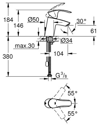 Grohe Eurosmart Baterie umyvadlová chrom 33188002