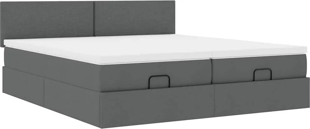 Osmanský rám postele s matrací tmavě šedá 160x200cm textil 3312816