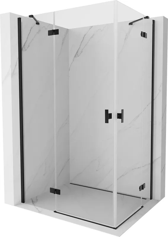 Mexen Mist-H Duo, 2-křídlý ​​výklopný sprchový kout 110 x 85 cm, čiré sklo, černý profil, 8A5-110L-085P-70-00