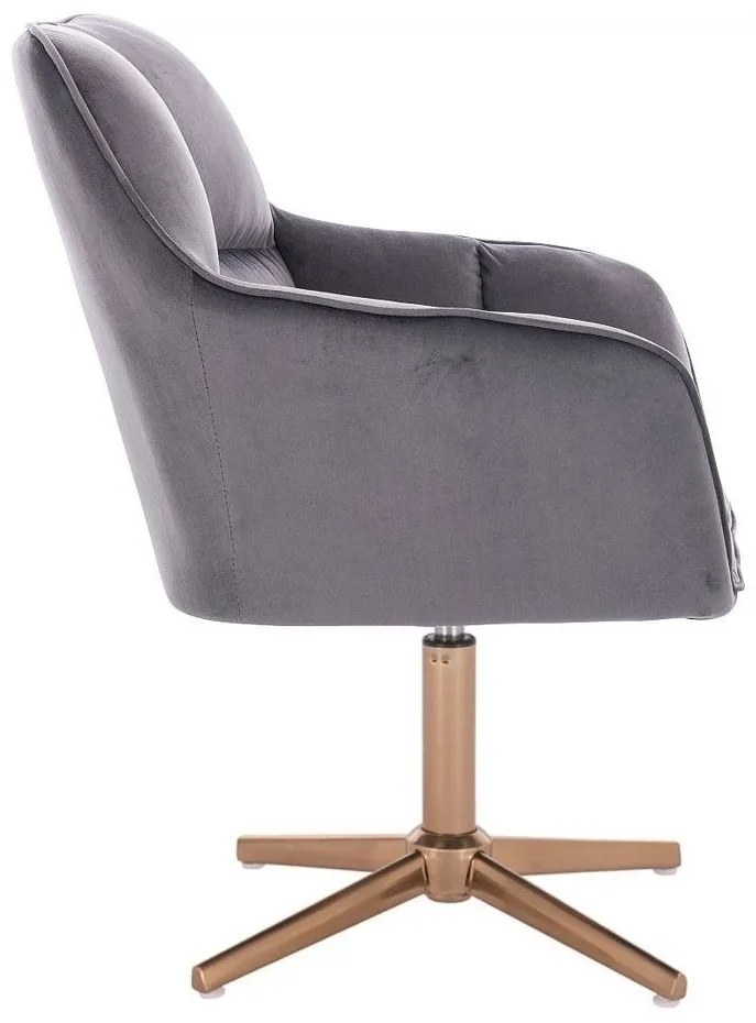 LuxuryForm DESIGN Otočné křeslo AMALFI VELUR na zlatém kříži - tmavě šedé