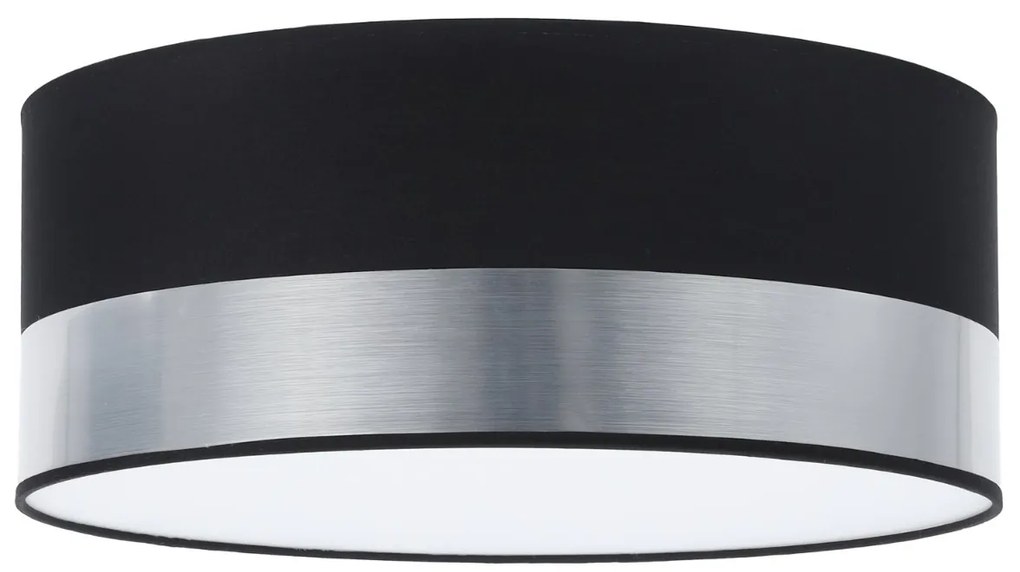 Stropní svítidlo Elegance, 1x chromové/černé textilní stínítko, (bílé plexisklo), (fi 40cm)