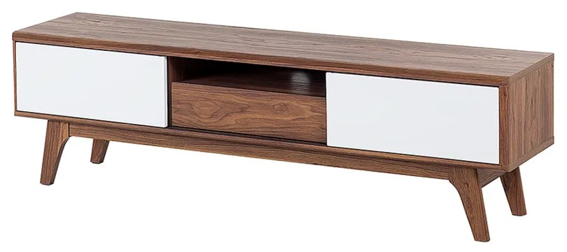 Dřevěný televizní stolek s bílými odkládacími zásuvkami - EERIE