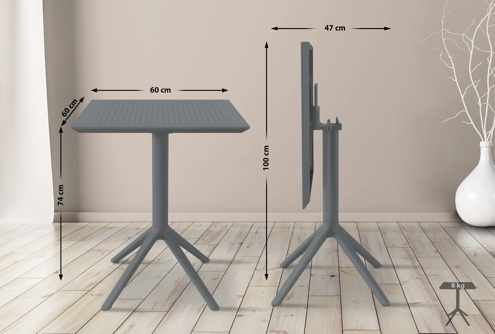 Skládací stůl Sky square 60, čtvercový - tmavě šedá