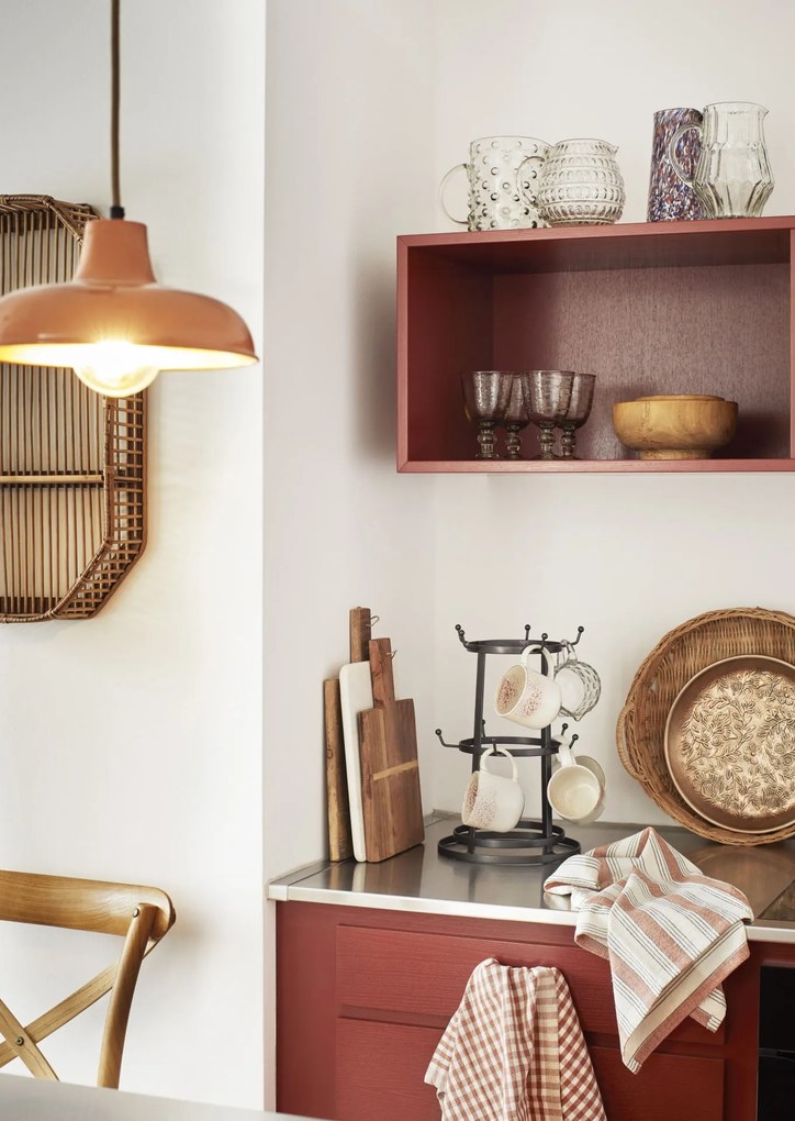 MADAM STOLTZ Smaltovaná stropní lampa Orange, oranžová barva, kov