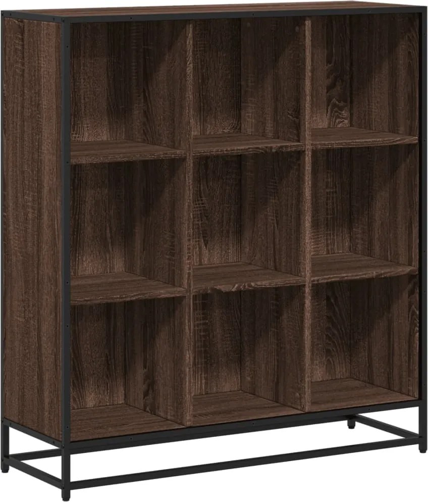 Knihovna hnědý dub 97,5 x 33 x 107,5 cm kompozitní dřevo a kov 3300864