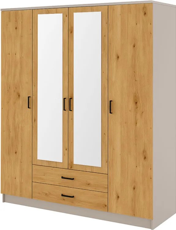 Skříň se zrcadlem 4d2s kašmír / dub artisan Kami