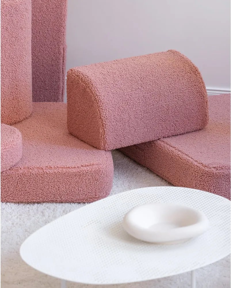 Růžová dětská pohovka z textilie bouclé 132 cm Settee – Wigiwama
