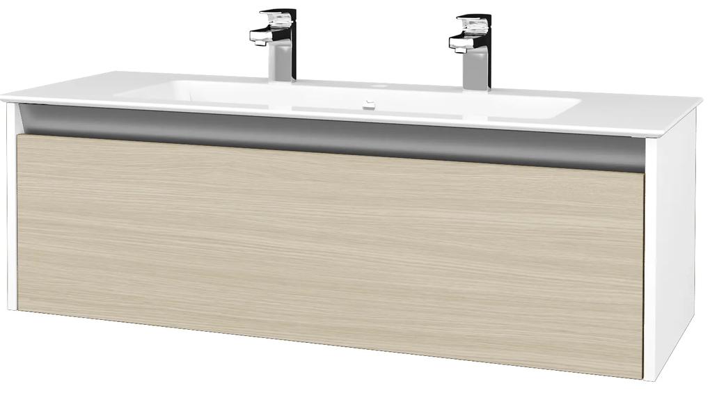 Dřevojas Koupelnová skříň BONO SZZ 120 (umyvadlo Pura) Varianta: N01 Bílá lesk / D06 Ořech