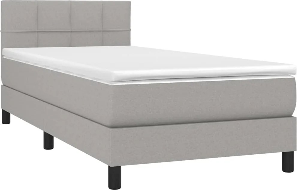 Box spring postel s matrací světle šedý 100 x 200 cm textil 3140033