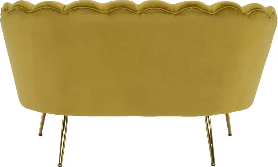 Lavice ve stylu Art-deco, hořčicová Velvet látka / gold chrom-zlatý, NOBLIN