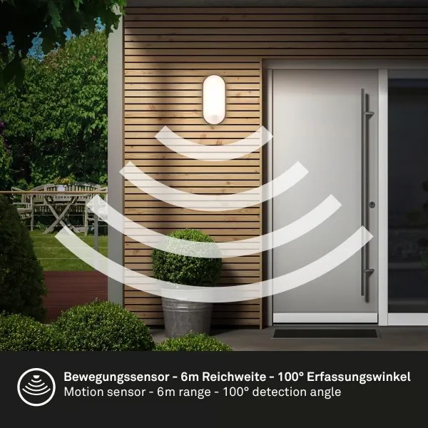 Brilo - LED Venkovní nástěnné svítidlo se senzorem RUCH LED/12W/230V IP65 černá
