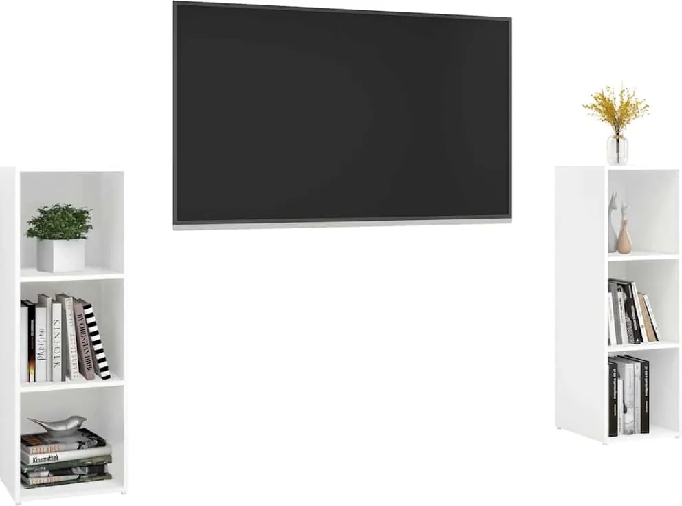 TV skříňky 2 ks bílé 107 x 35 x 37 cm dřevotříska 3079907