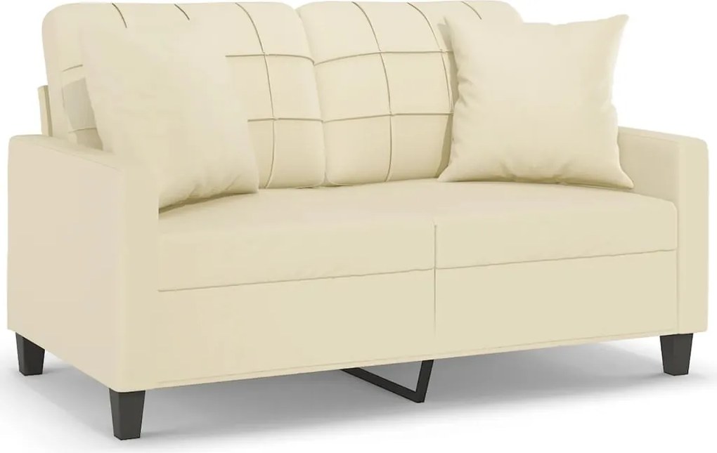 2místná pohovka s polštáři krémová 120 cm umělá kůže 3200799